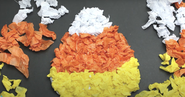 Tissue Paper Candy Corn DIY Tutorial