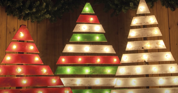 Marquee Light Christmas Trees DIY Decor (Video)