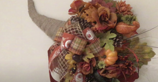 DIY Fall Cornucopia Wreath Idea