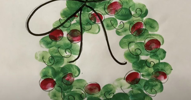 DIY Finger Painting Christmas Wreath For Kids