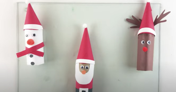 Santa, Snowman & Reindeer Paper Roll Christmas Crafts For Kids