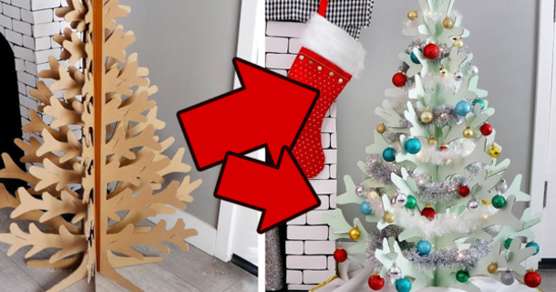 Watch As She Makes This Christmas Tree From Cardboard, Incredible!