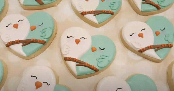 How To Make Romantic Love Bird Heart Sugar Cookies