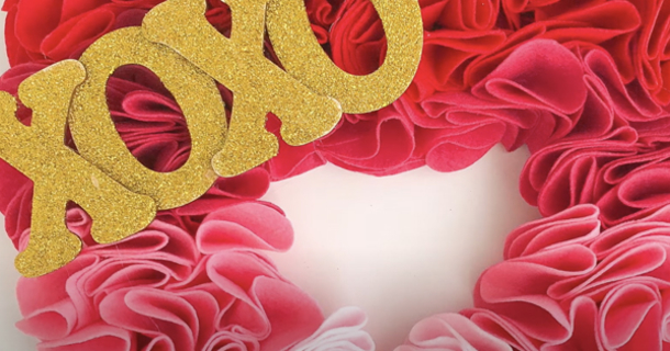 Colorful Ombre Ruffled Heart Valentines Day Wreath