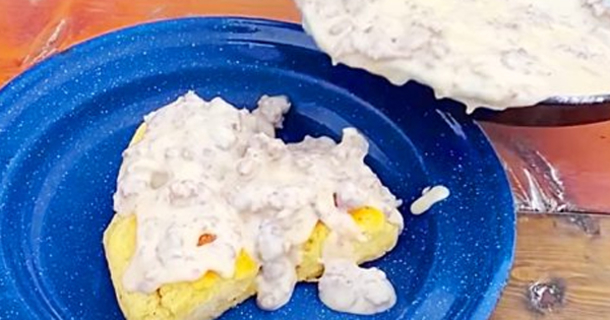 Homemade Old-Fashioned Biscuits And Gravy Recipe