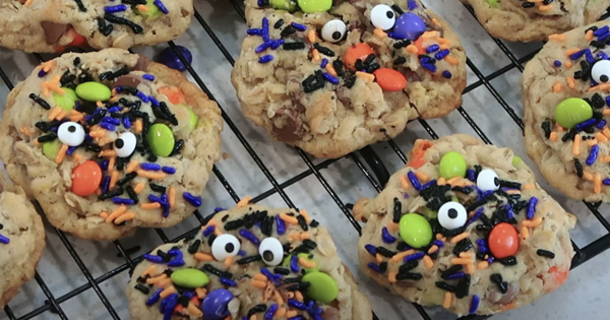 Spooky Halloween Monster Cookies With Sprinkles