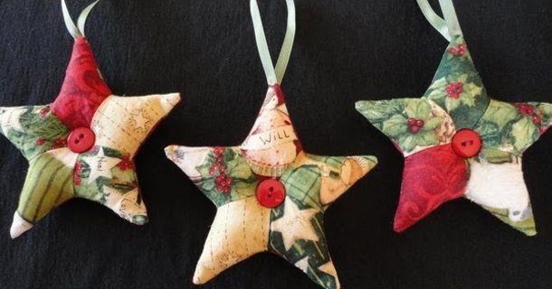 Quick Patchwork DIY Quilted Star Ornaments