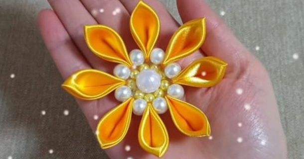 How To Create A Beautiful Pearl Flower With A Ribbon