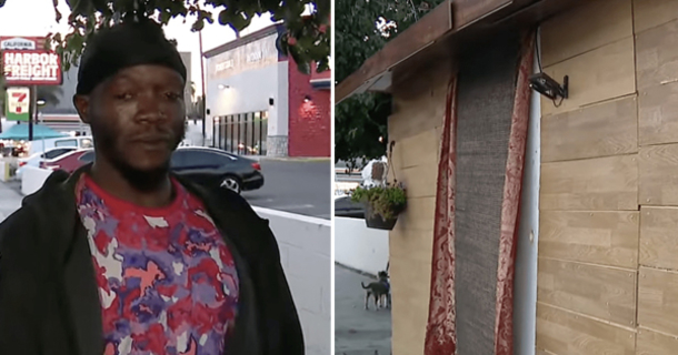 Homeless man makes tiny ‘house-on-wheels’ on Hollywood Boulevard with ...