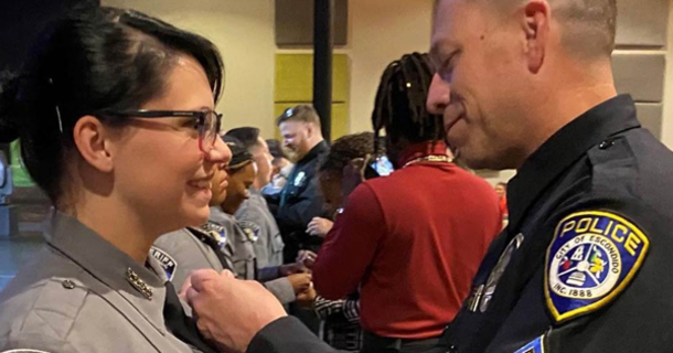 Deputy gets badge from officer who saved her from a drug house as a ...
