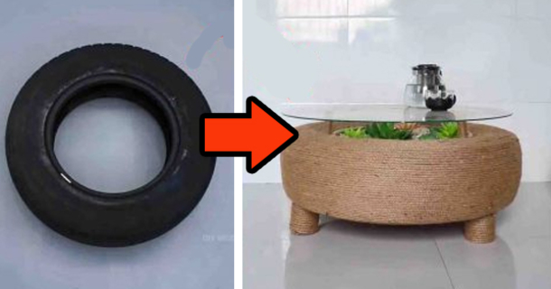 Gorgeous DIY Coffee Table From An Old Tire