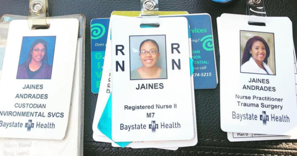 Woman's badges are inspirational proof of her journey from janitor to ...