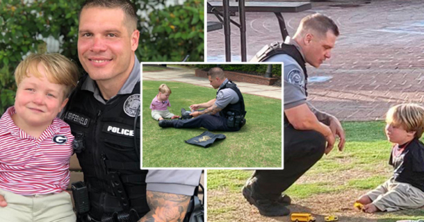 Cop became a mentor for 6-year-old boy without arms who wants to be a ...