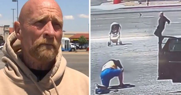 Heart pounding video shows hero rescuing baby in stroller rolling onto ...