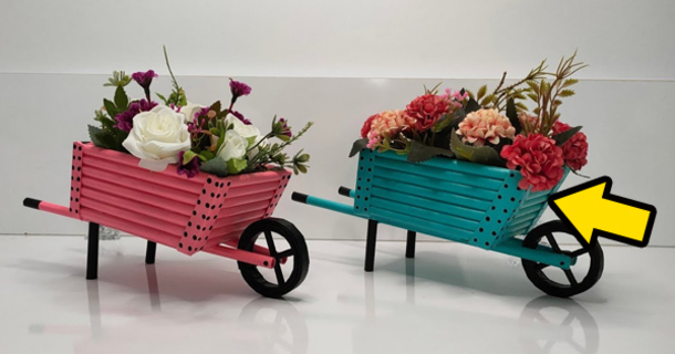 Super Cute Mini Wheelbarrow Decor Using Paper