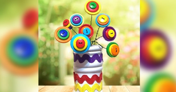 How To Make This Easy & Cute Button Flower Bouquet