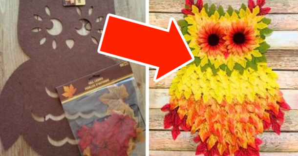 Seasonal Fall Leaves Owl Wall Hanging Decor