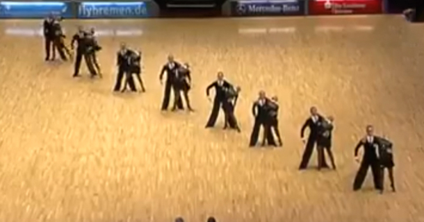 They from a diagonal line on the dance floor, once they separate, the ...