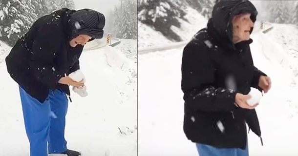 101-Year-Old Mom Jumps Out Of Car Into Snow. Son Records Clip That Has ...