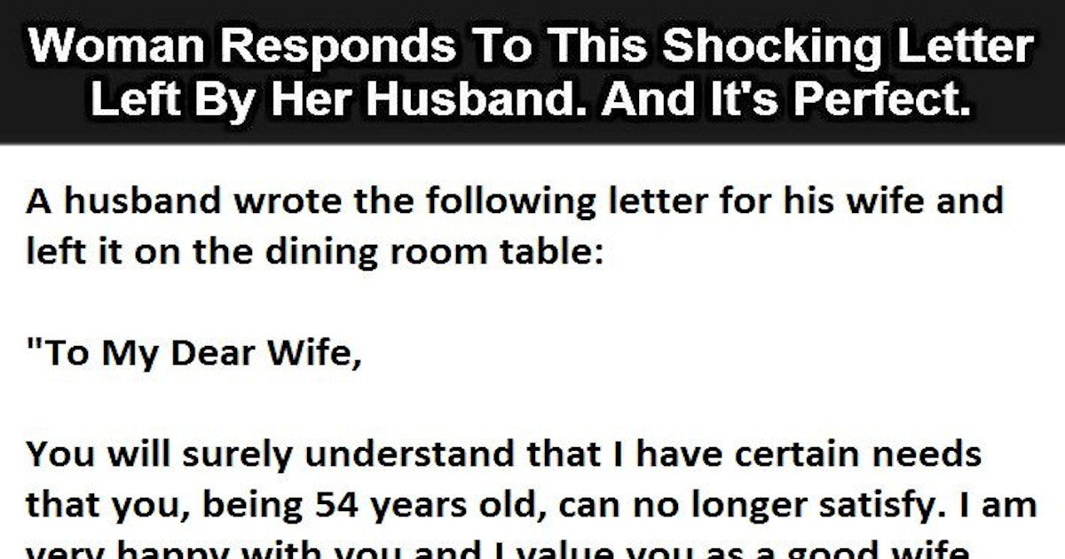 Woman Responds To This Shocking Letter Left By Her Husband And It's ...