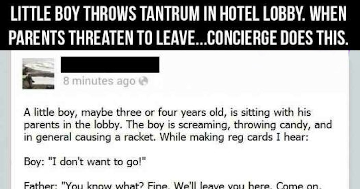 Little Boy Throws A Tantrum In A Hotel Lobby But When The Parents ...
