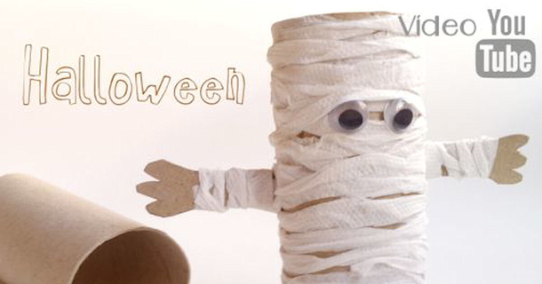 DIY Halloween Paper Roll Mummies